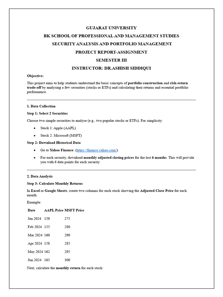 Project Report-Assignment Sem 3-IPM | PDF | Investing | Financial Markets