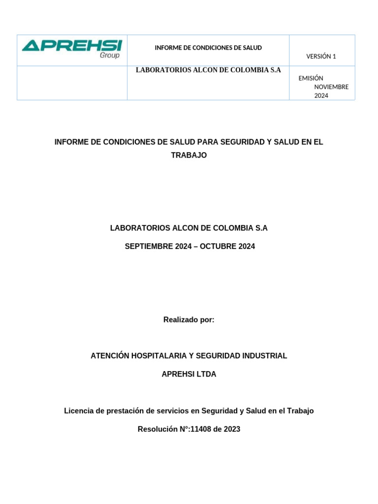 Informe de Salud Laboral 2024 | PDF | Ojo humano | Obesidad
