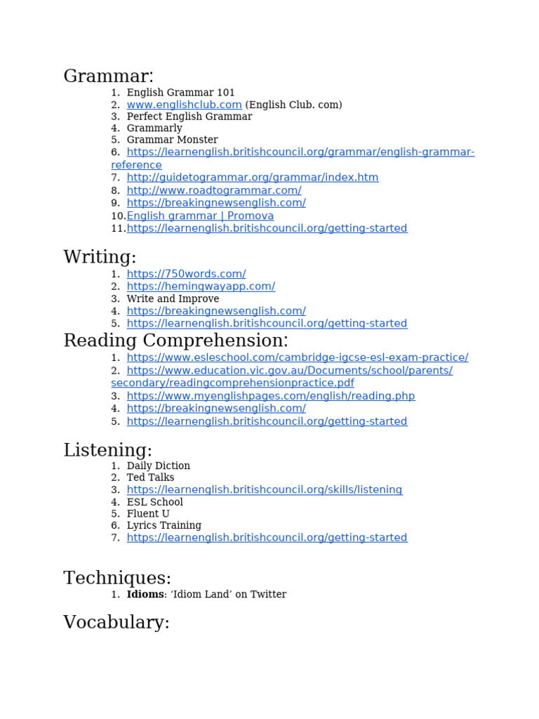 Essential English Grammar Resources | PDF