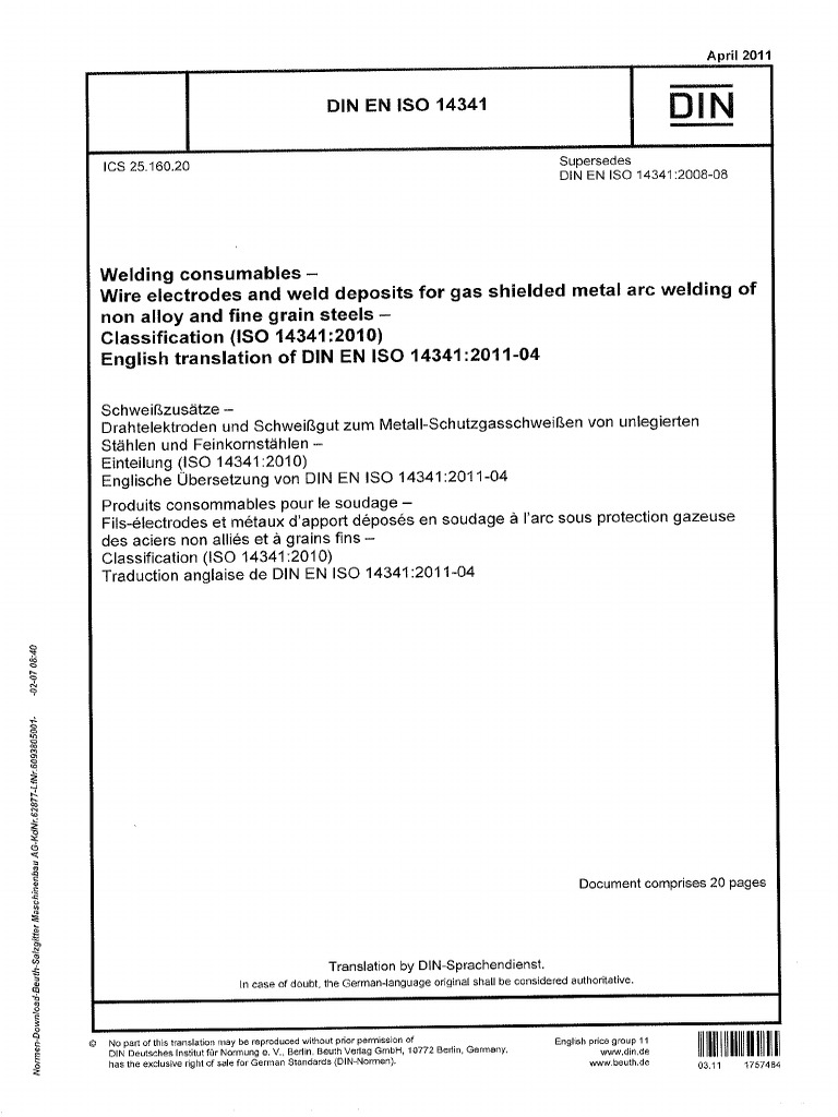 ISO 14341-2011 Solid Wire For MS | PDF