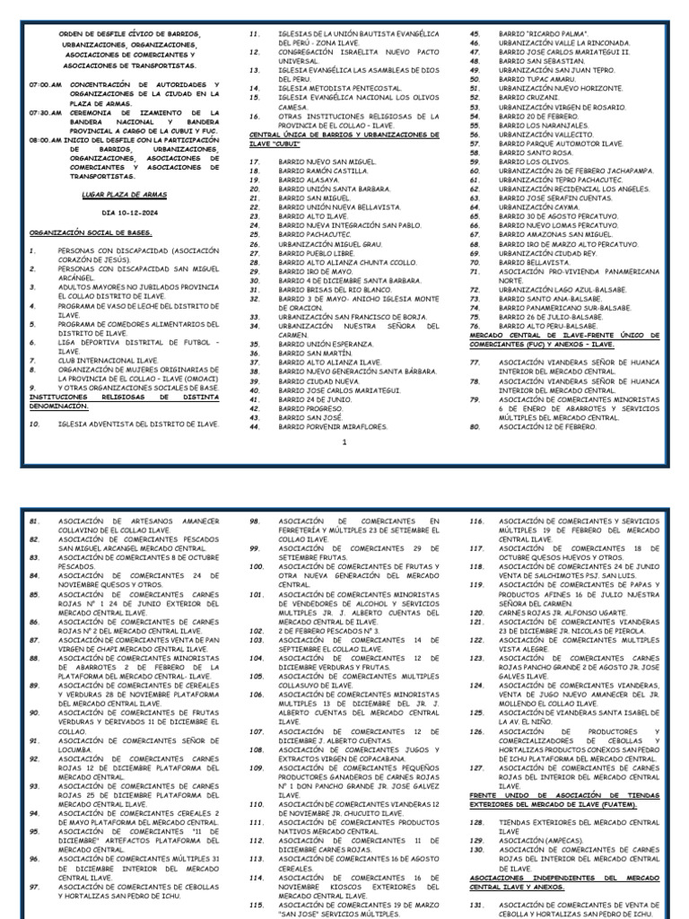 orden de desfile 2024 ACTUALIZADO. | PDF