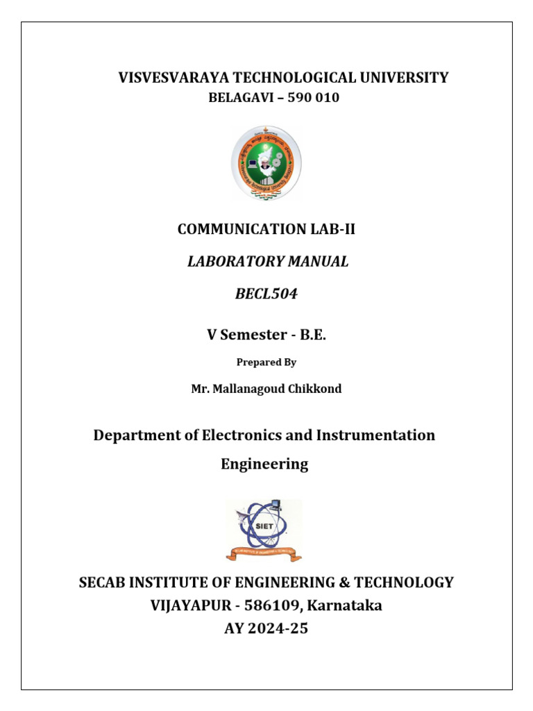 Comm Lab-II (BECL504) Manual | PDF | Modulation | Detector (Radio)