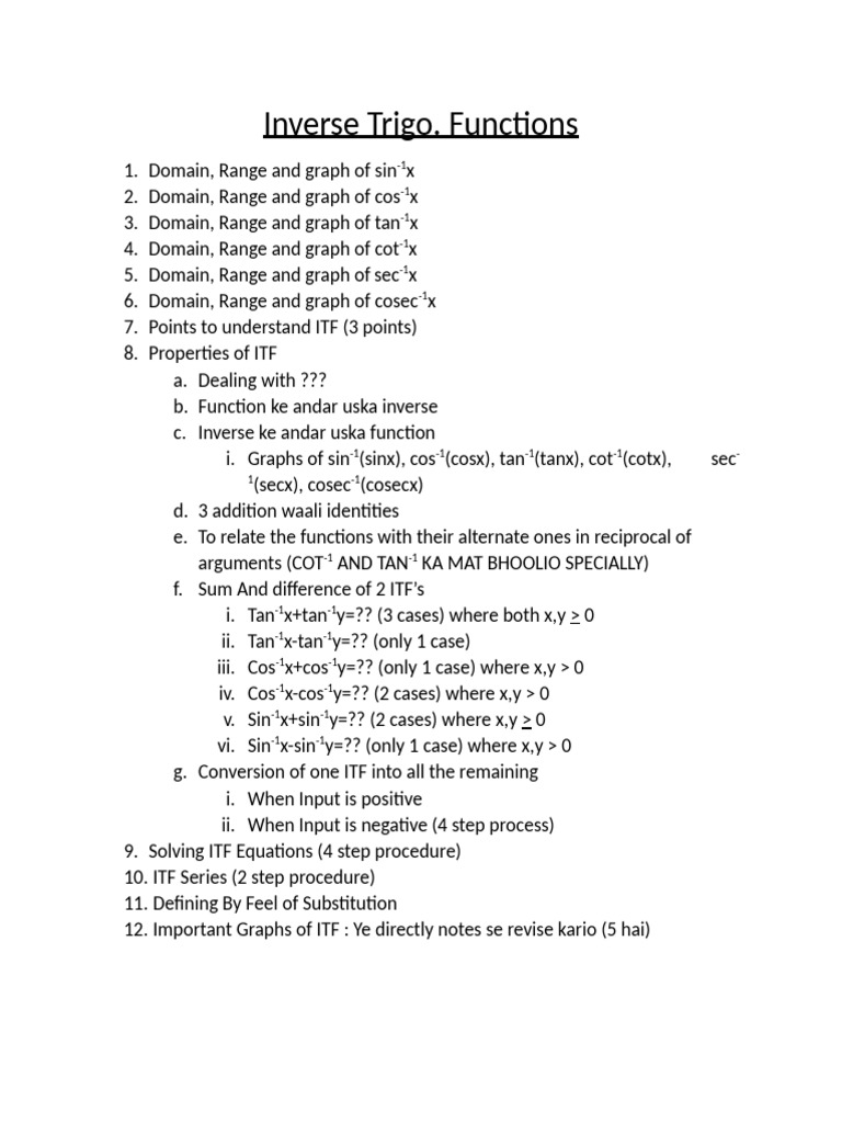 Inverse Trigo | PDF