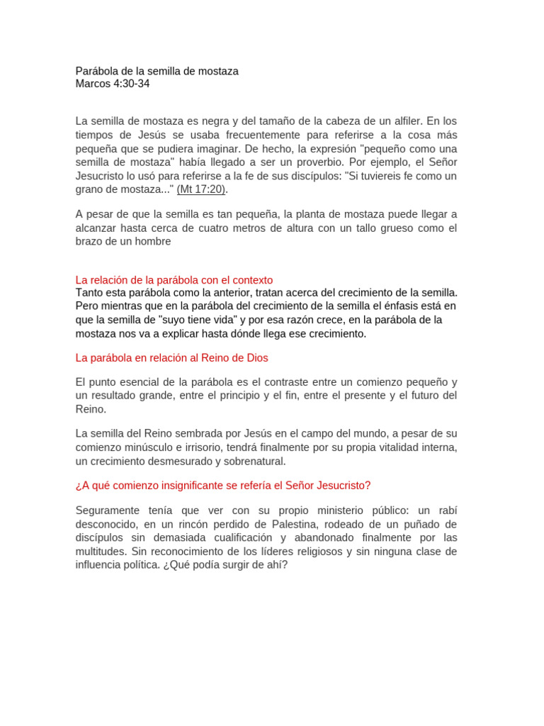 -Parabola-de-la-semilla-de-mostaza | PDF | Jesús | Parábolas de Jesús