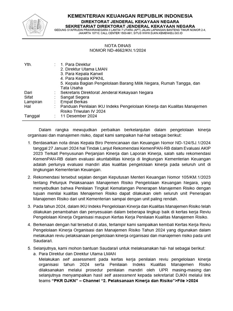 Panduan Penilaian IKU Indeks Pengelolaan Kinerja Dan Kualitas Manajemen Risiko Triwulan IV ...