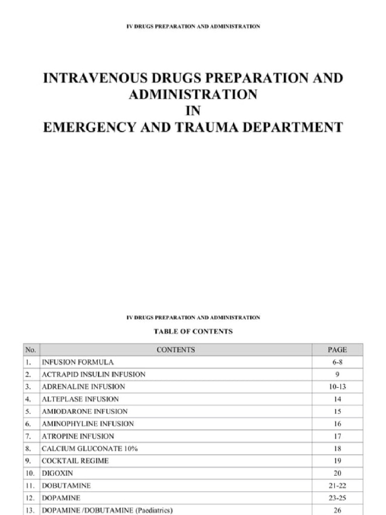 Intravenous Drug Preparation and Administration | PDF