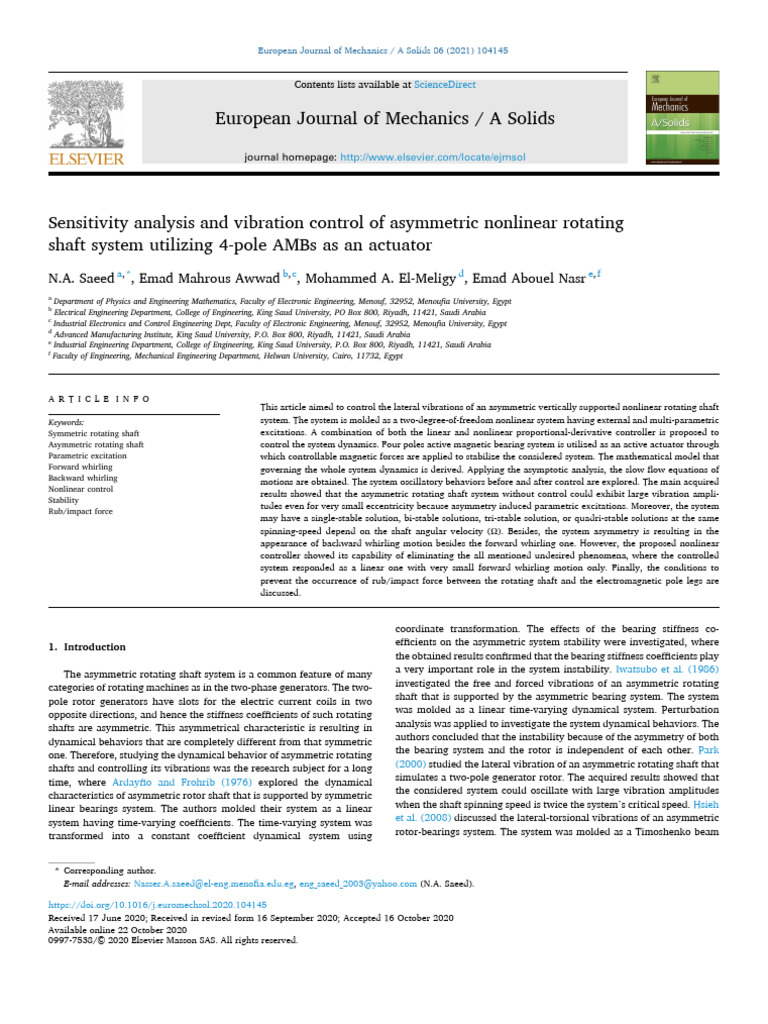 paper | PDF | Control Theory | Nonlinear System