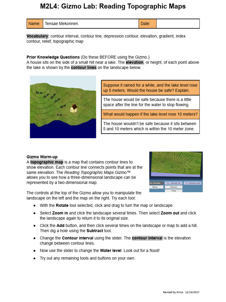 M2L4 Gizmo - Reading Topo Maps | PDF | Contour Line | Slope