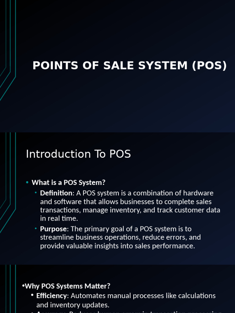 Points of Sale System (Pos) | PDF | Point Of Sale | Receipt