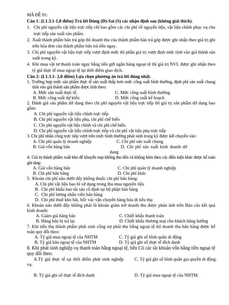 Kttc2-Aa6018-Đề Ôn Tập Kttc2 | PDF