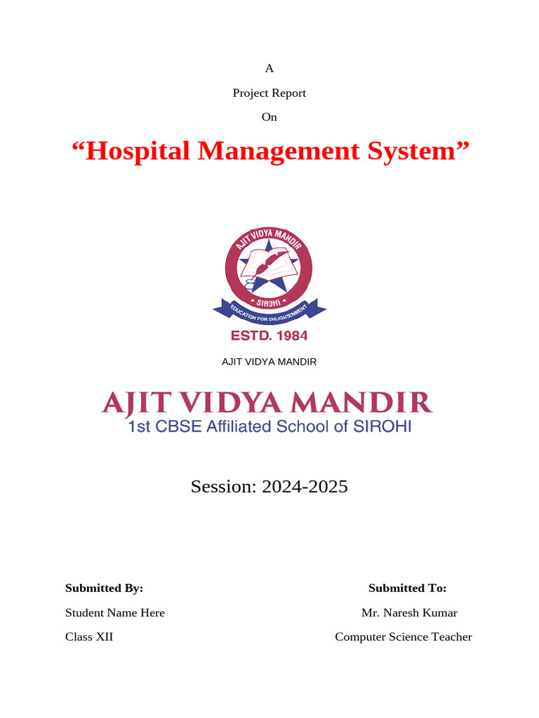 Hospital Management System Project Report | PDF