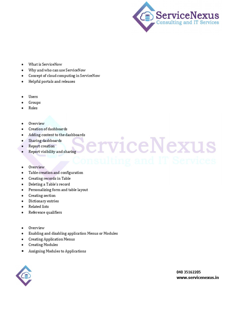 ServiceNow Course Content | PDF | Workflow | Service Level Agreement