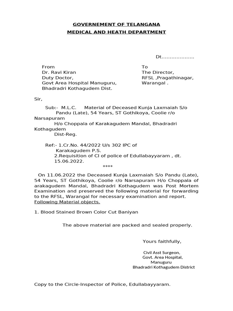 FSL Farwared DR - Latter - 2022 | PDF | Medicine | Forensic Science