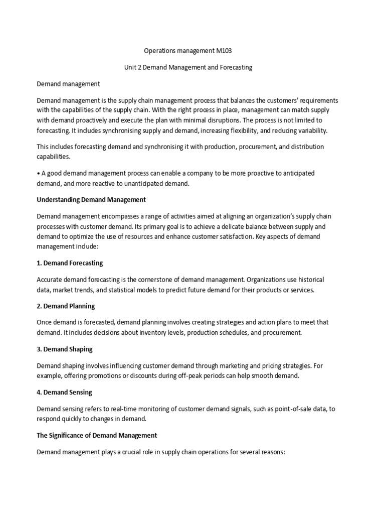 Operations Management M103 Unit 2 | PDF | Forecasting | Regression Analysis