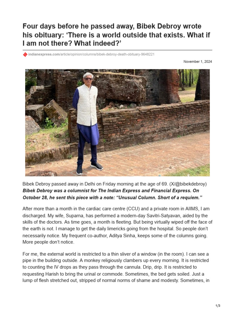 Bibek Debroy's Reflective Obituary | PDF