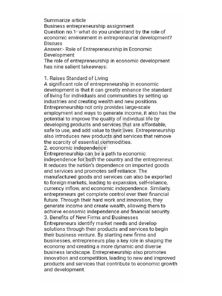 Business Entrepreneurship Assignment | PDF