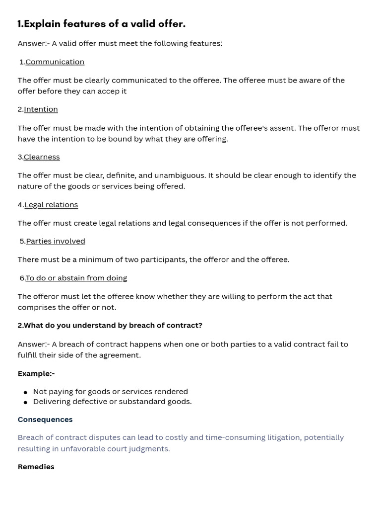 1.explain Features of A Valid Offer. - 20241028 - 140020 - 0000 | PDF ...