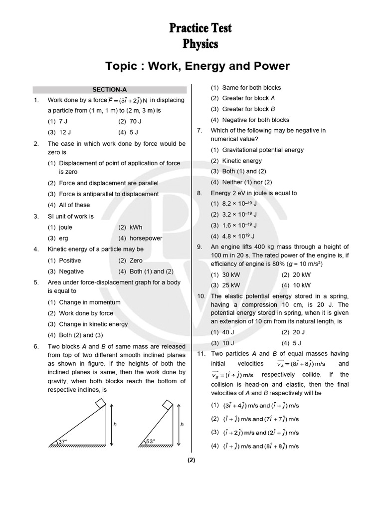 Work Energ, Power - Practice Test - Physics - Dropper Neet - Abhay Sir ...