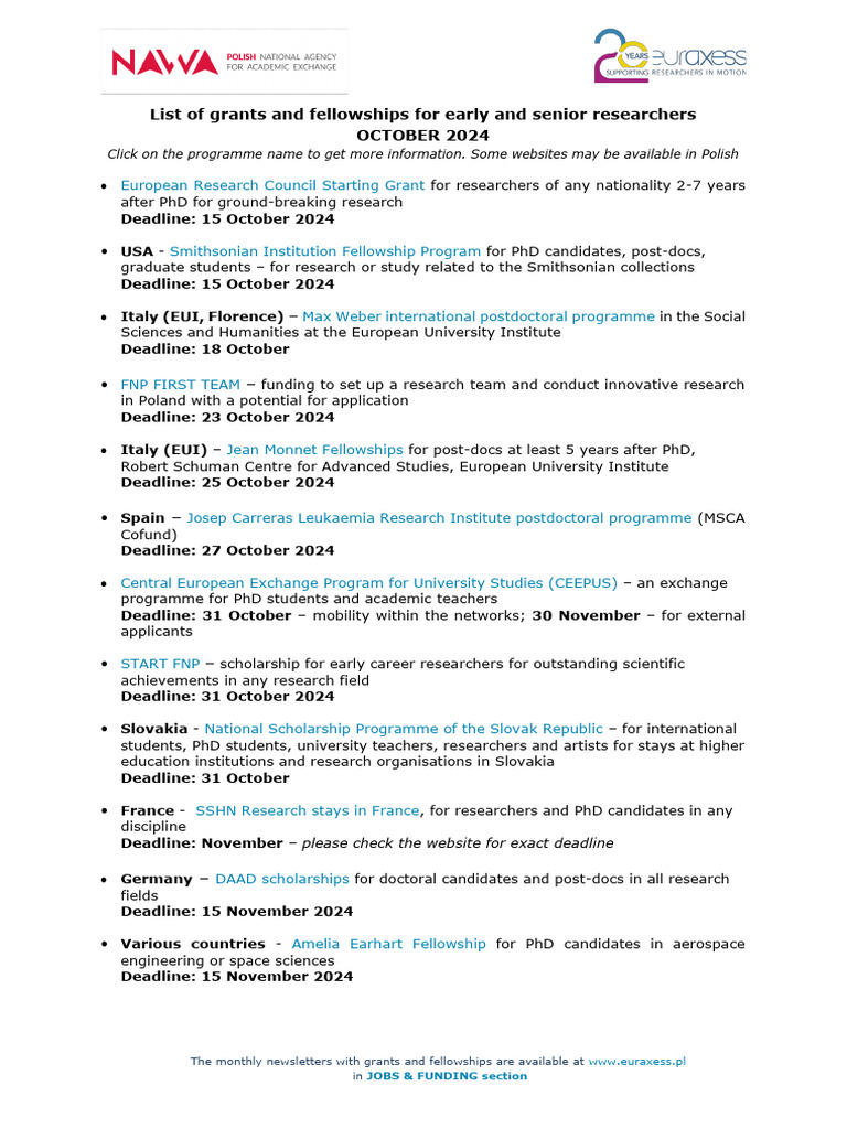 Grants and Fellowships for Researchers | PDF | Inquiry