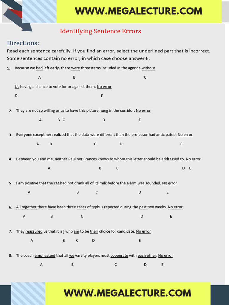College Admission Test Error Questions | PDF