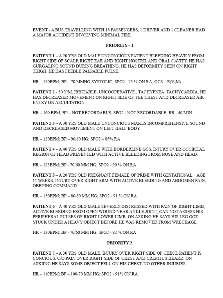 Code Red Incident scenarios | PDF | Thorax | Pain