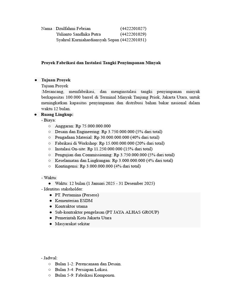 Tugas Manajemen Proyek Kelompok 12 | PDF