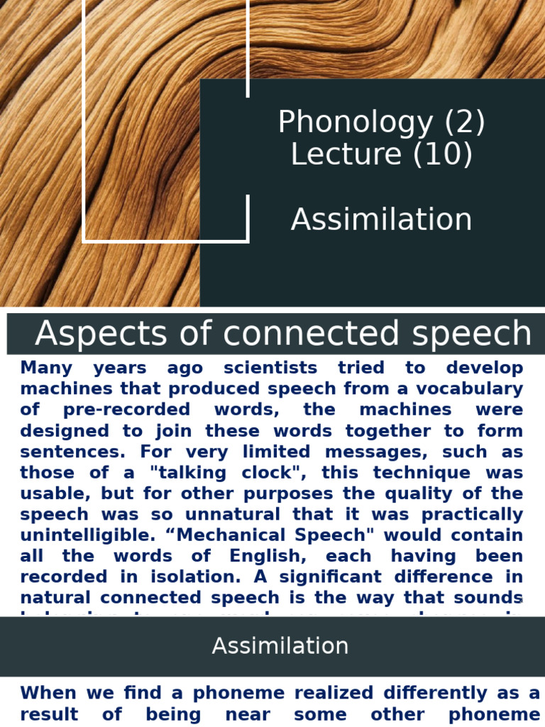 Lecture (10) Assimilation | PDF | Phonetics | Linguistics