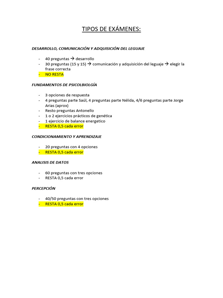 Tipos de Exámenes | PDF