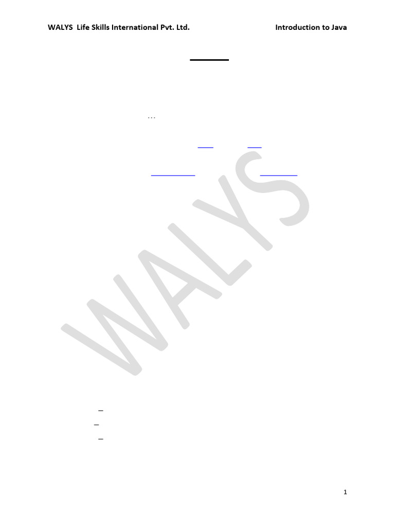 1. Introduction to Java - Walys (10) | PDF | Java (Programming Language ... 1. Introduction to Java - Walys (10) | PDF | Java (Programming Language ...