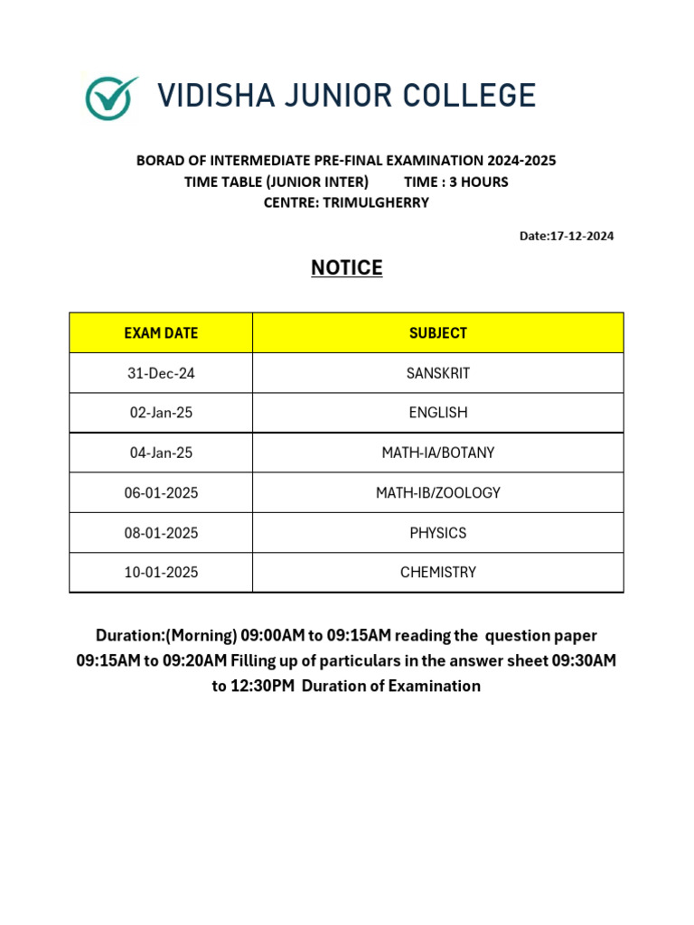 Pre-Final Exam Schedule 2024-2025 | PDF