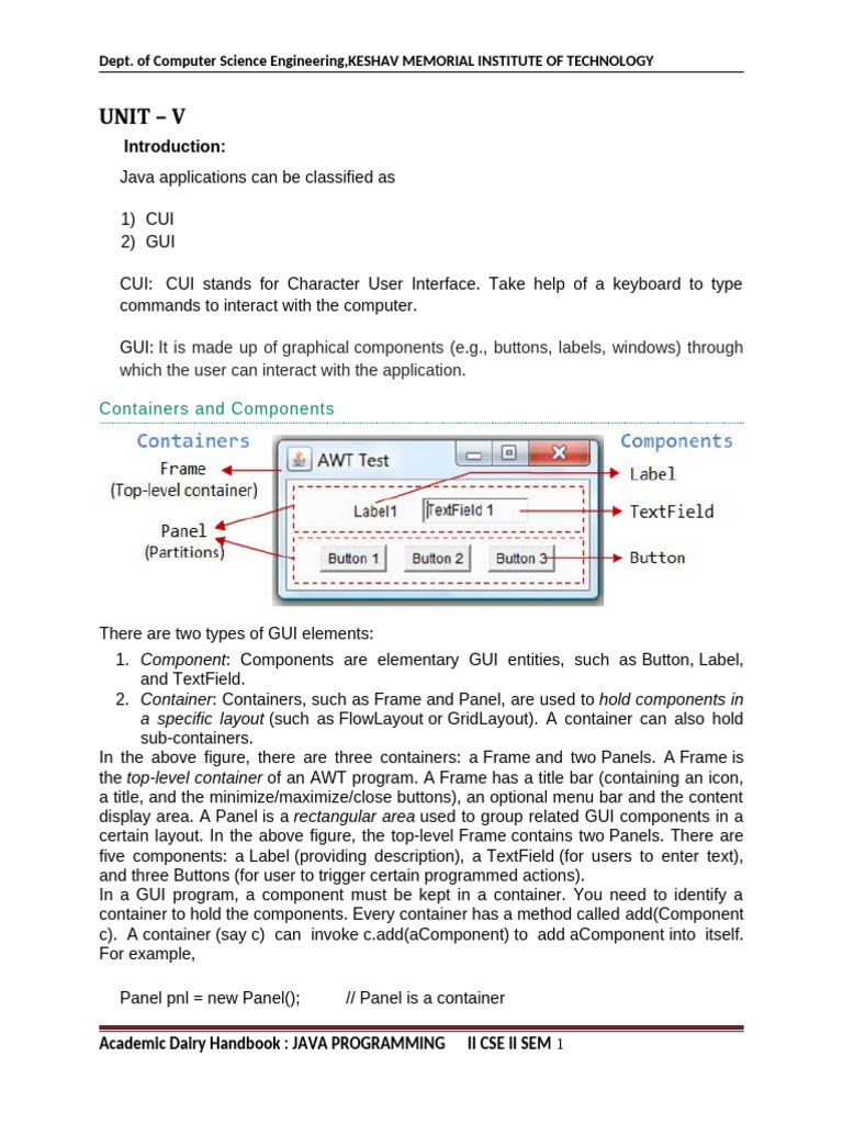 Java GUI Components and AWT Overview | PDF | Window (Computing ...