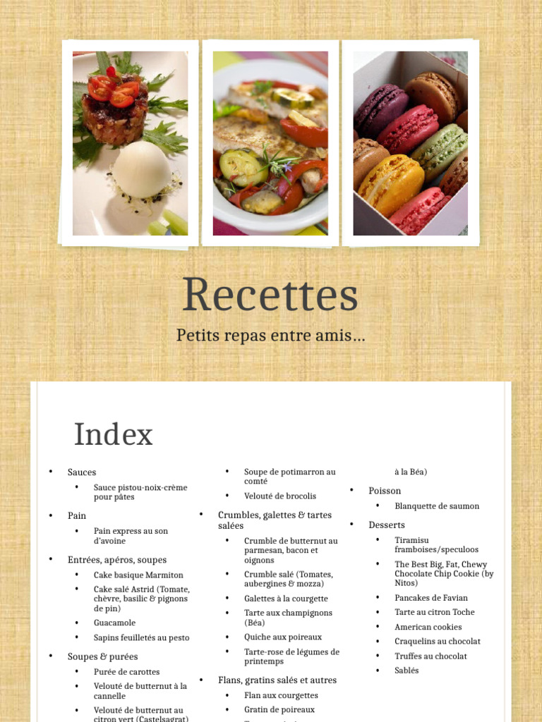 Recettes de repas conviviaux entre amis | PDF | Soupe | Bouillon