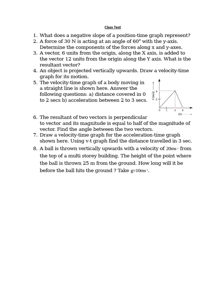Class Test Xi ST LINE + VECTOR BASICS | PDF