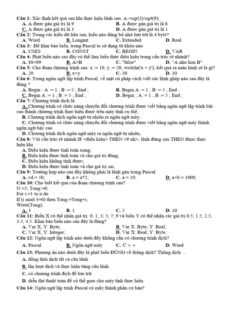 Dap An - Tai Lieu On Thi HK1 | PDF