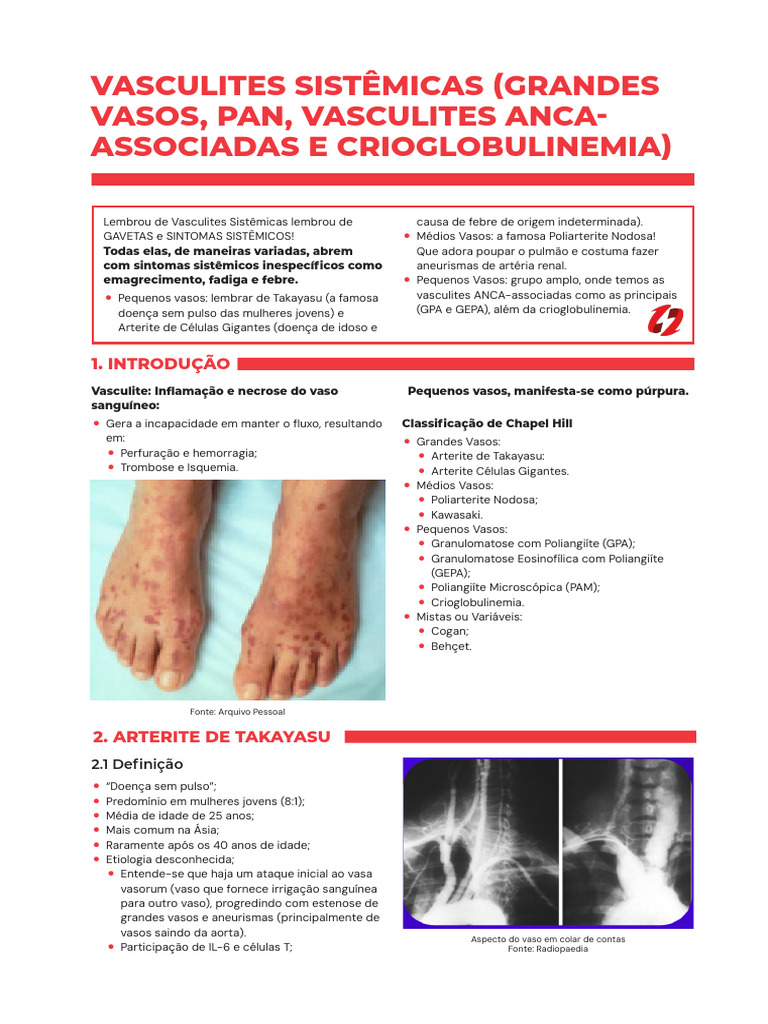 Vasculites Sistêmicas (Grandes Vasos, PAN, Vasculites ANCA-associadas e ...