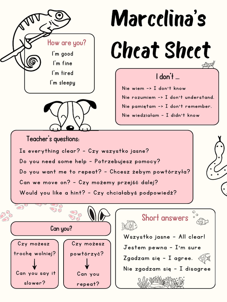 Marcelina's Lesson Cheat Sheet | PDF