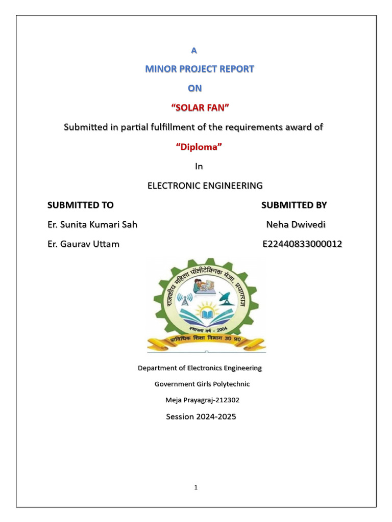 Project Report Neha | PDF | Solar Panel | Rechargeable Battery
