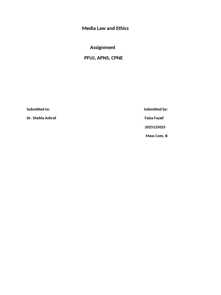 Media Law and Ethics Assignment1 | PDF | Freedom Of The Press | Public ...
