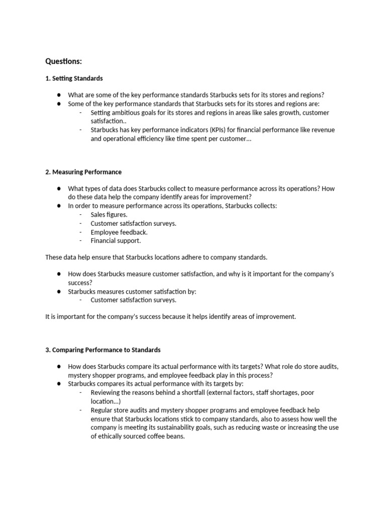 Assignment Case Study - Starbucks Controlling Process | PDF | Starbucks ...