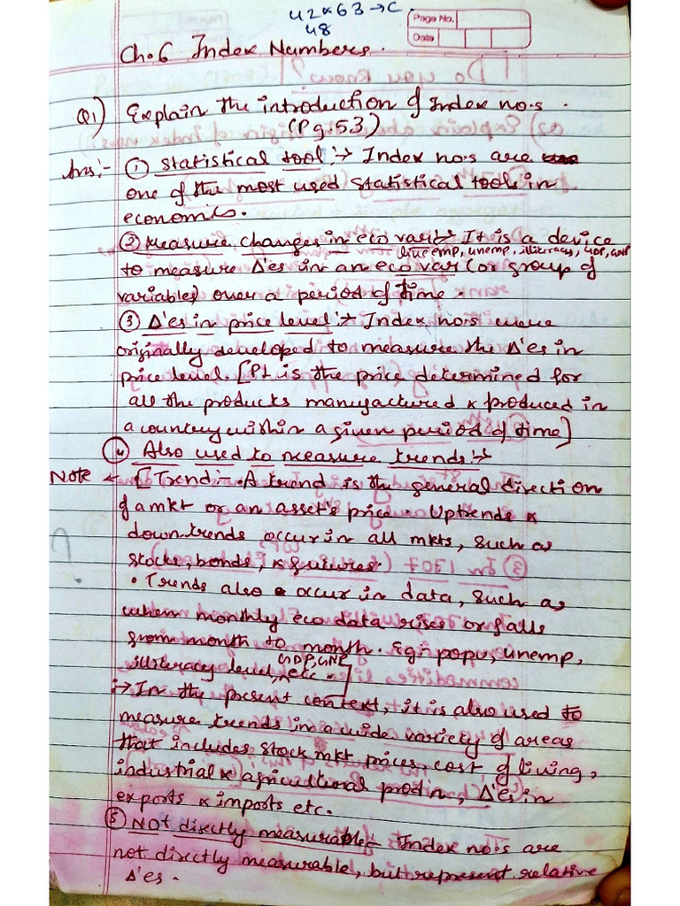 Chp.6 Index Number Notes Economics | PDF