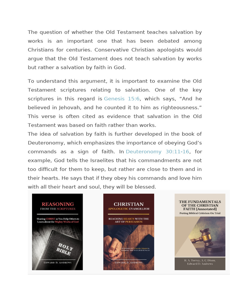 The question of whether the Old Testament teaches salvation by works is ...