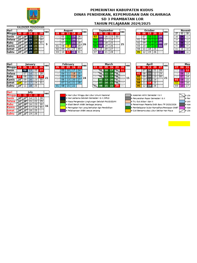 Kalender Pendidikan Tahun 2024-2025 Format Draf | PDF