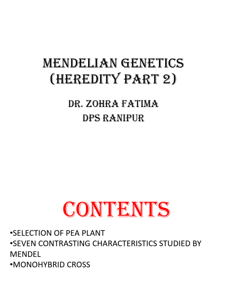 Mendelian Genetics Heredity Part 2 | PDF | Dominance (Genetics) | Allele