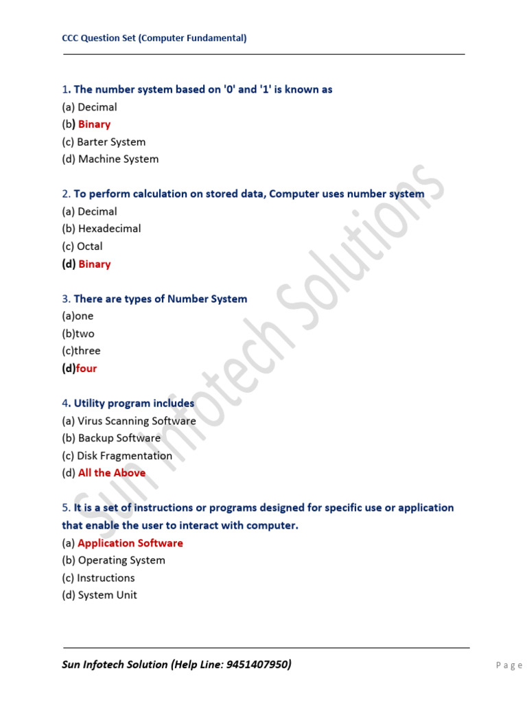 CCC Set 1 (Computer Fundamental) | PDF