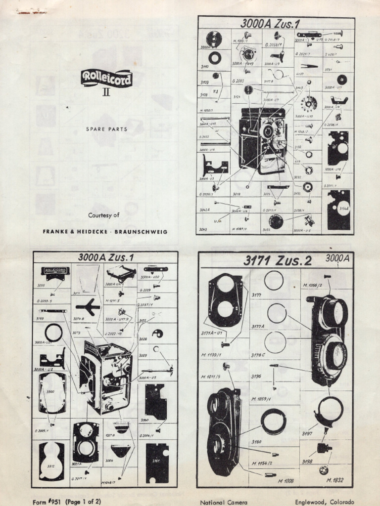 Rolleicord II Exploded Parts List | PDF