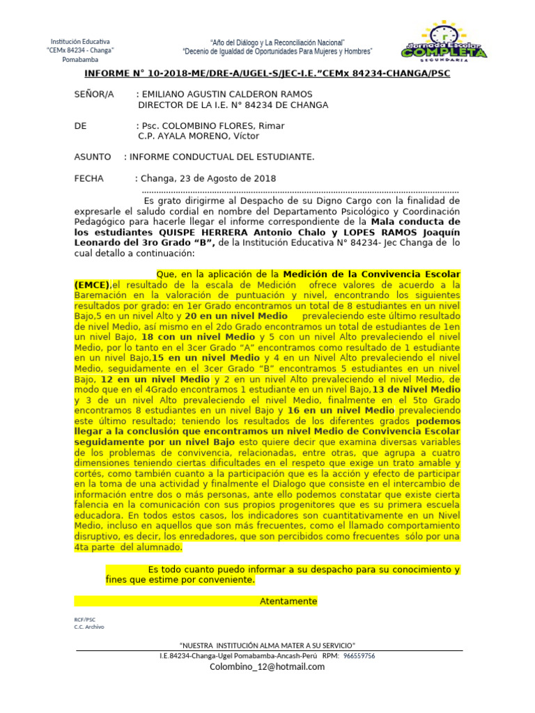 Informe de Mala Conducta | PDF | Sicología