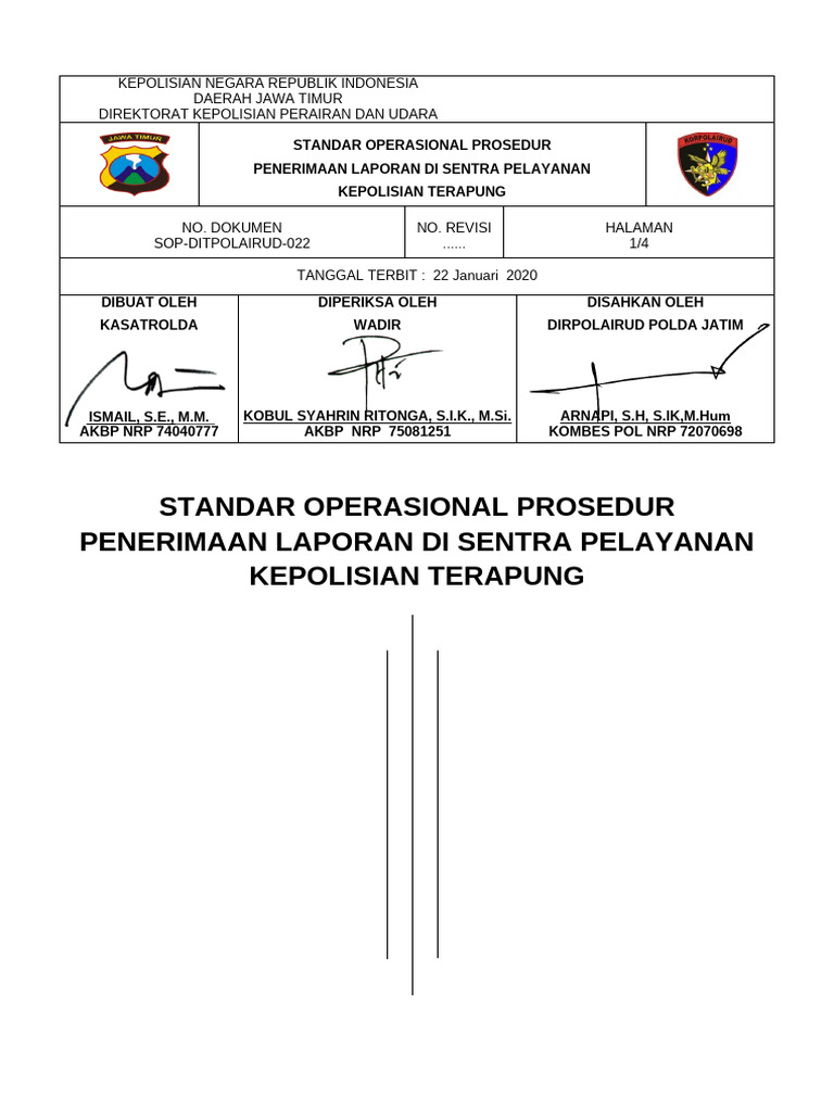 Sop - SPKT Online Sentra Pelayanan Terapung | PDF