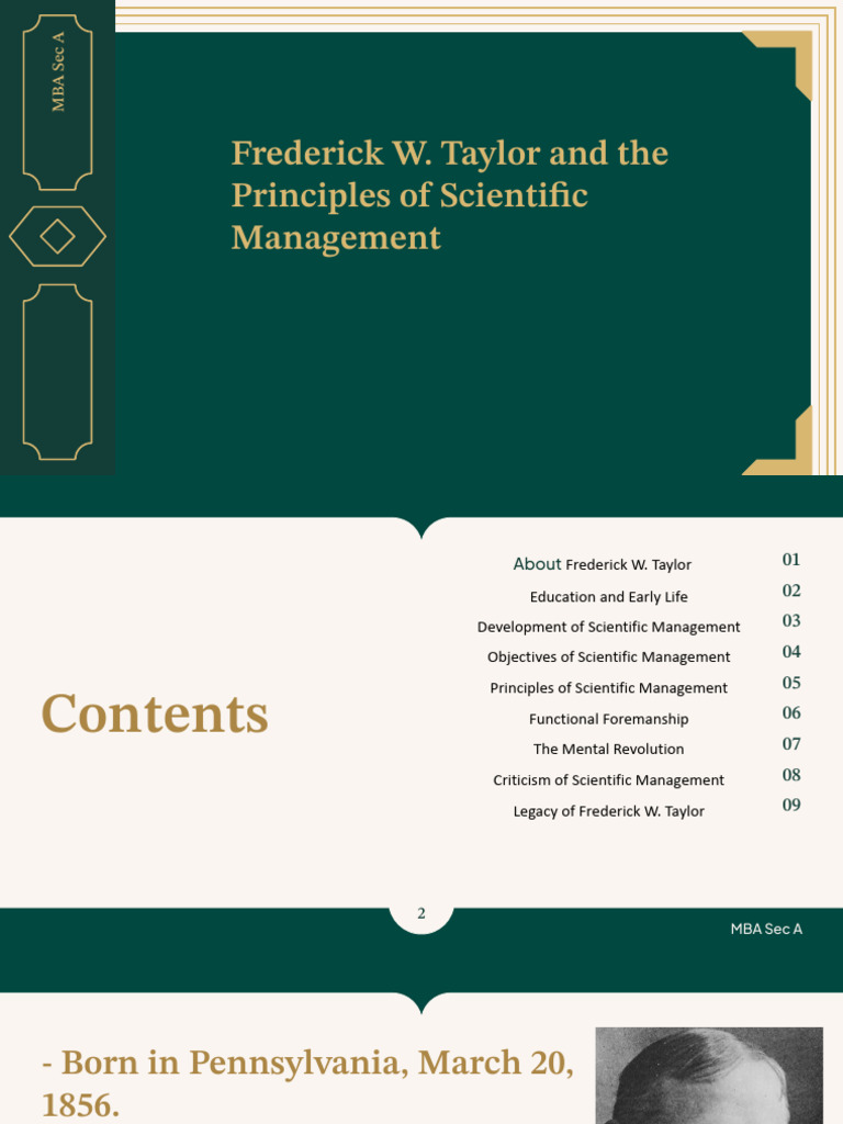 Frederick W. Taylor and The Principles of Scientific Management | PDF ...