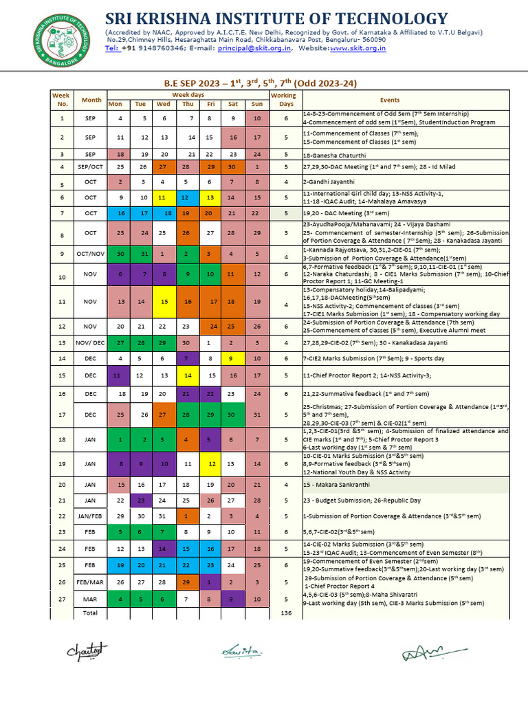 COE_Odd_2023-24_Final | PDF | Hindu Worship | Religious Holidays