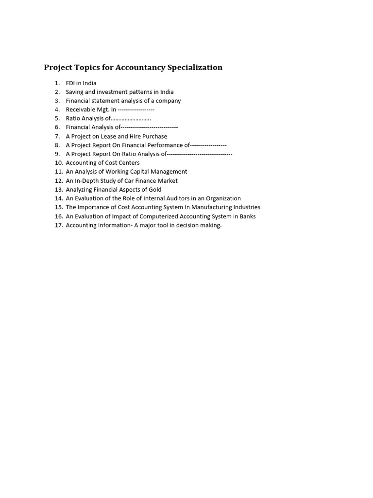 Project Topics For - Accouts Specialization | PDF